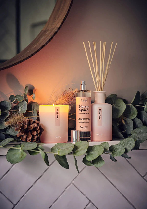 Happy Space Reed Diffuser - Rose Geranium and Amber - Aery Living